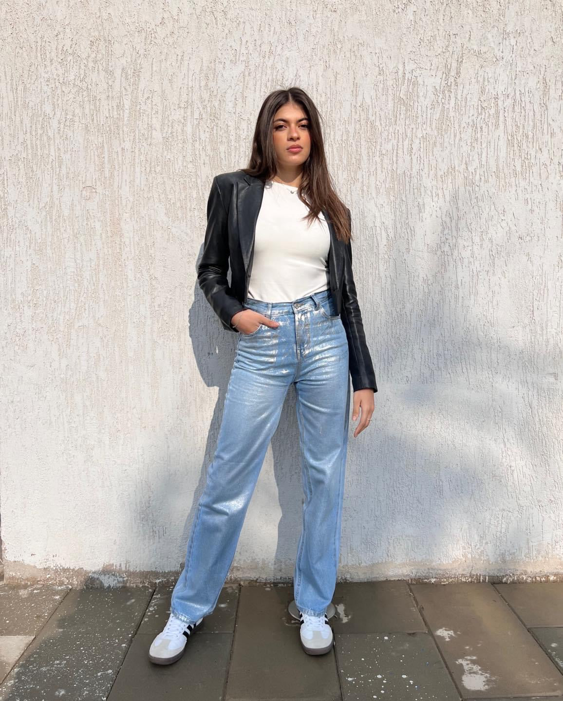 Silver metallic denim pants – Rudy's gallery